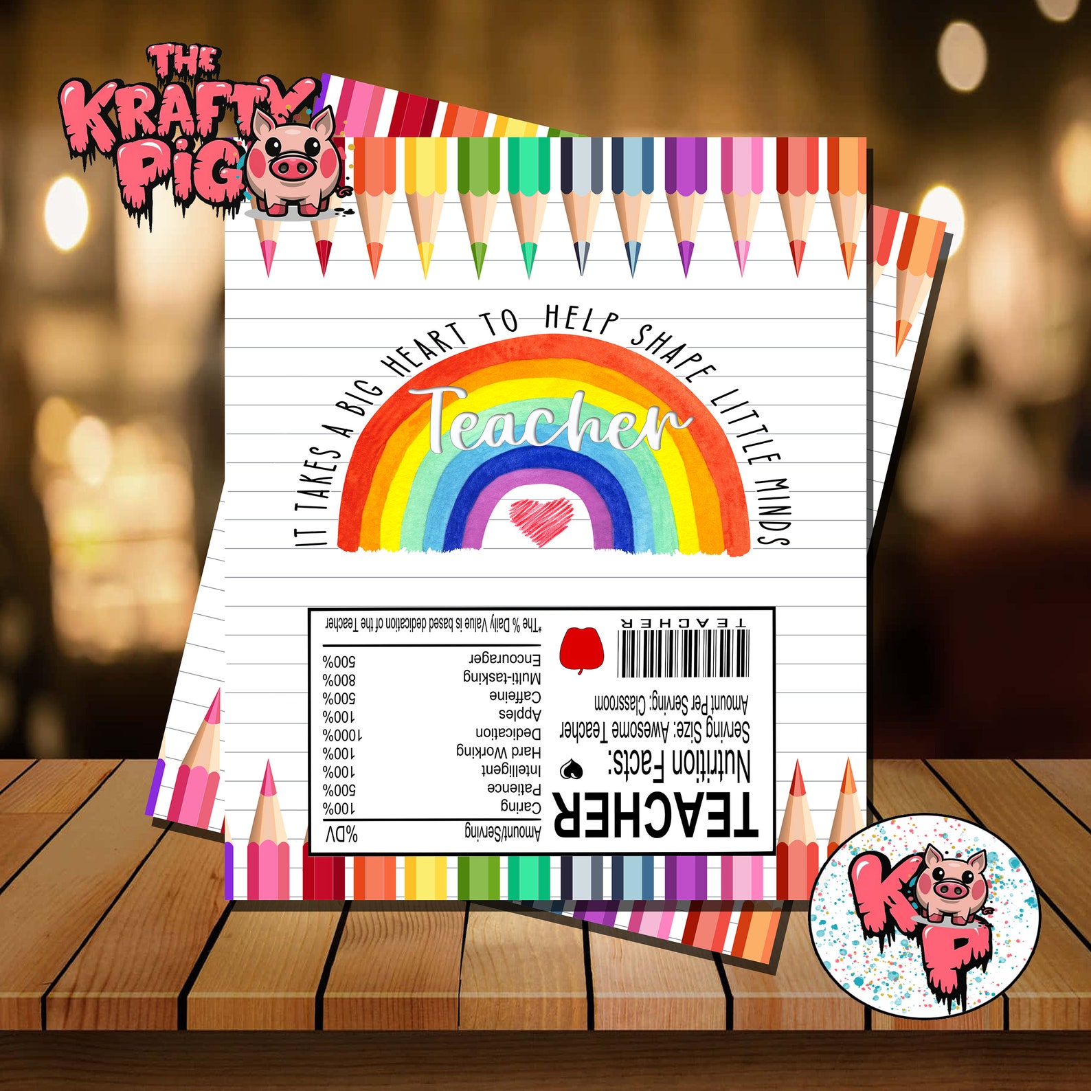 Personalized Teacher Chocolate Bar Wrapper: Rainbow Design (digital PNG ...
