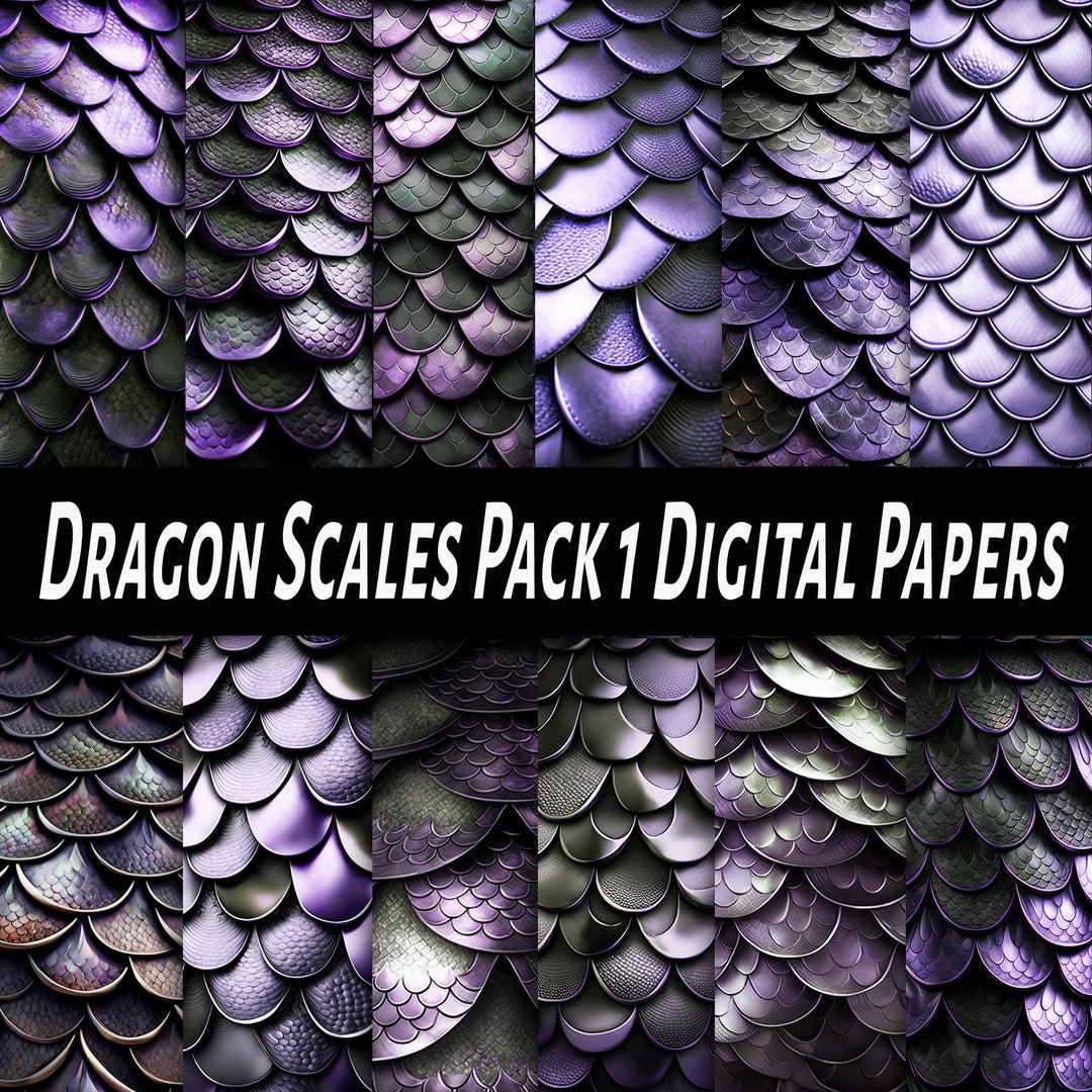 Metallic Dragon Scales Skin Mythical Gothic PURPLE Digital Papers ...