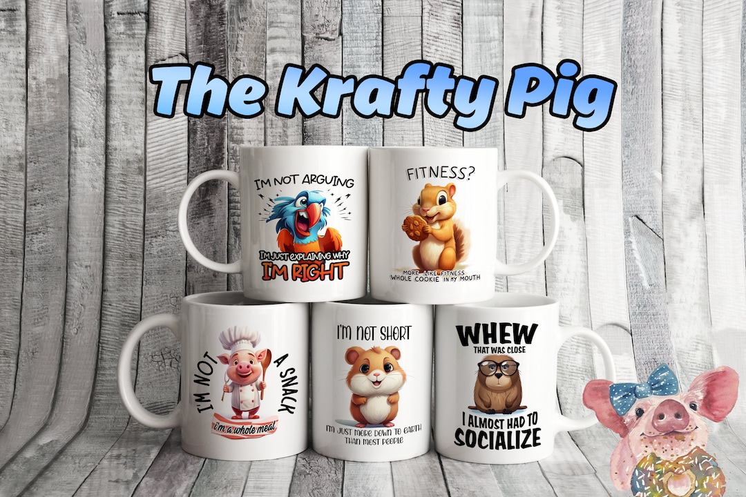 Set of 5 FUNNY ANIMAL Lover 11oz MUG Design,sublimation,custom,mug ...