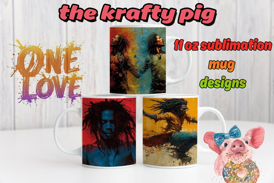 One Love Reggae Mug Designs: Jamaican Art, Sublimation (digital ...
