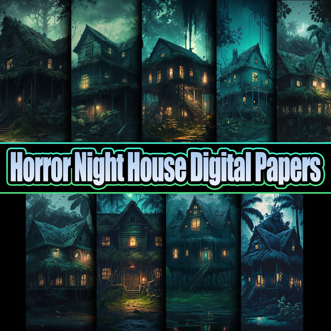 Gothic HORROR HAUNTED HOUSE Design Papers, Sublimation, Dark Digital ...