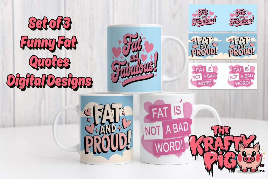 Body Positivity Mug Designs: Inspirational Quotes, Set of 3 (PNG ...
