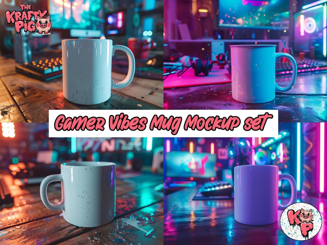 Gamer Mug Mockups – RGB Desk Setup With White Mug - Etsy