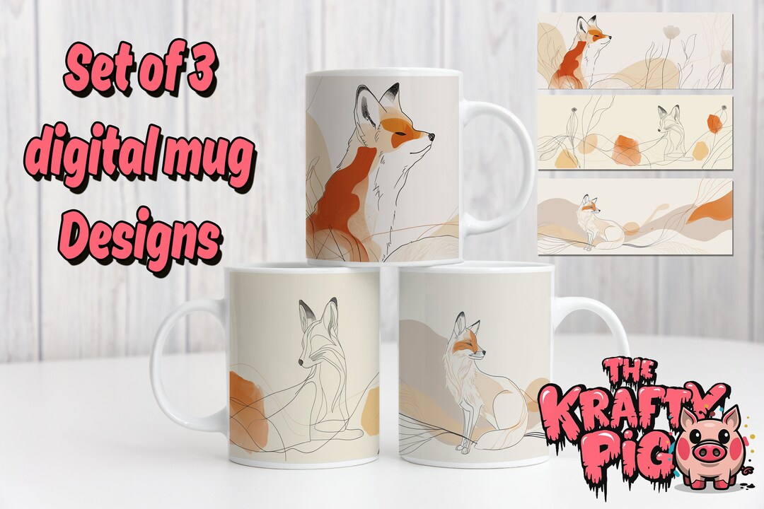 Abstract Red Fox Mug Designs: Sublimation PNG (digital Download) - Etsy