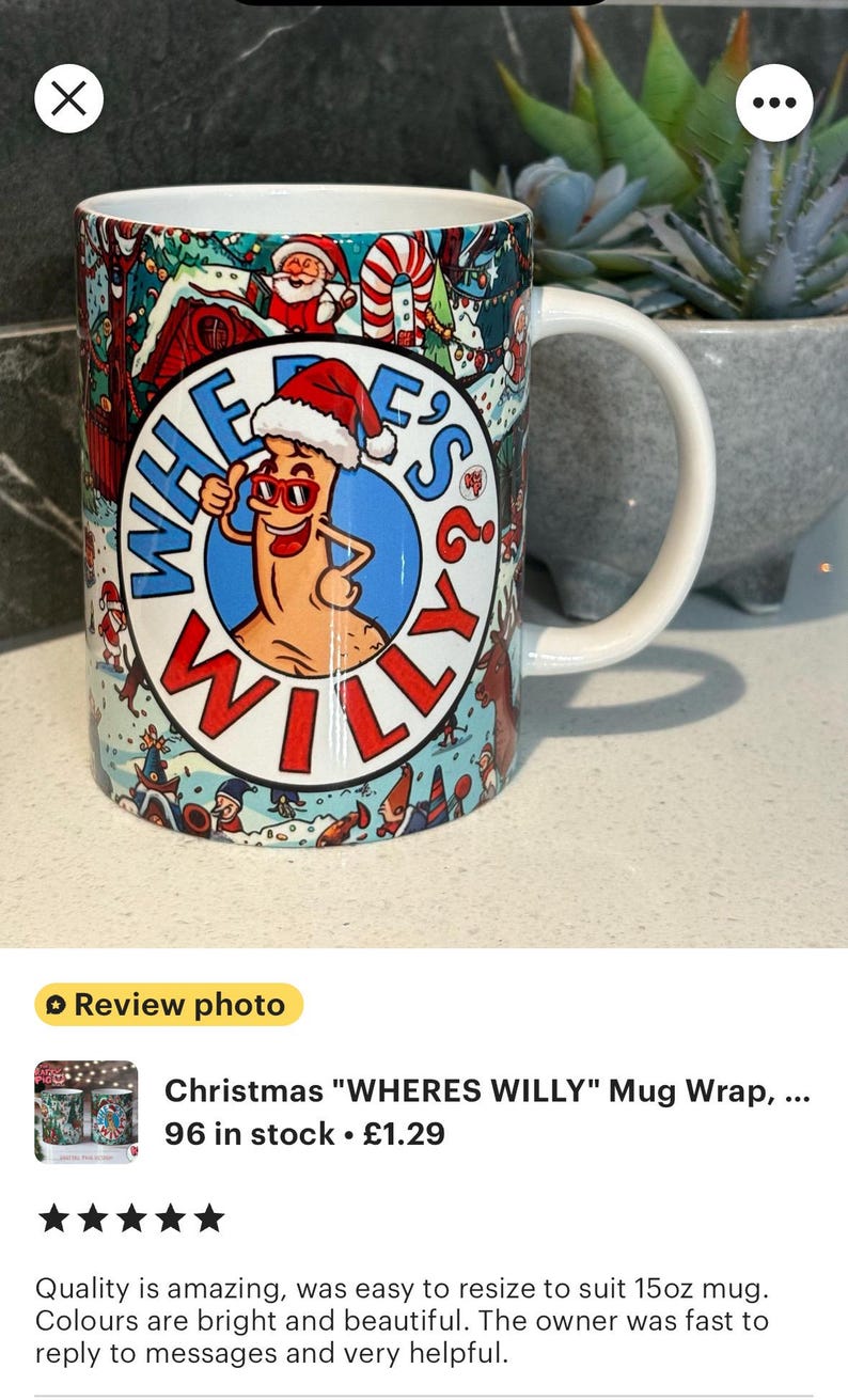 Funny Christmas Mug Wrap: Where's Willy? Sublimation Design (PNG ...
