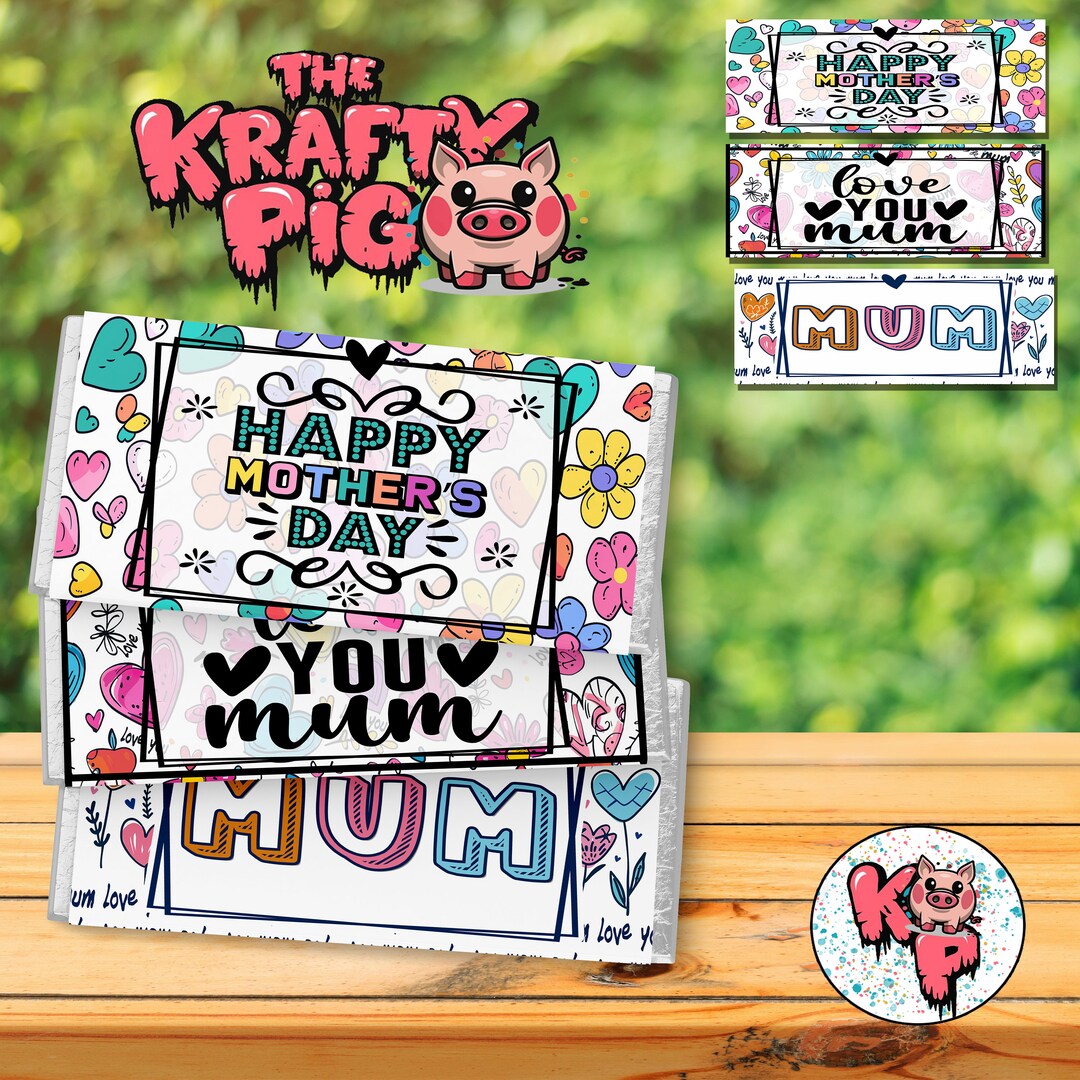 3 MOTHER'S DAY Chocolate Bar Wrappers, Celebration Gift, Personalized ...