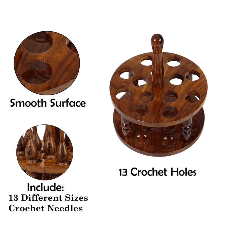 Handmade Crochet Hook/needle Holder Premium 13 Holes Crochet Stand ...
