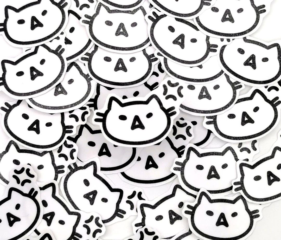 Angry Cat Illustration Sticker Shiny Waterproof - Etsy