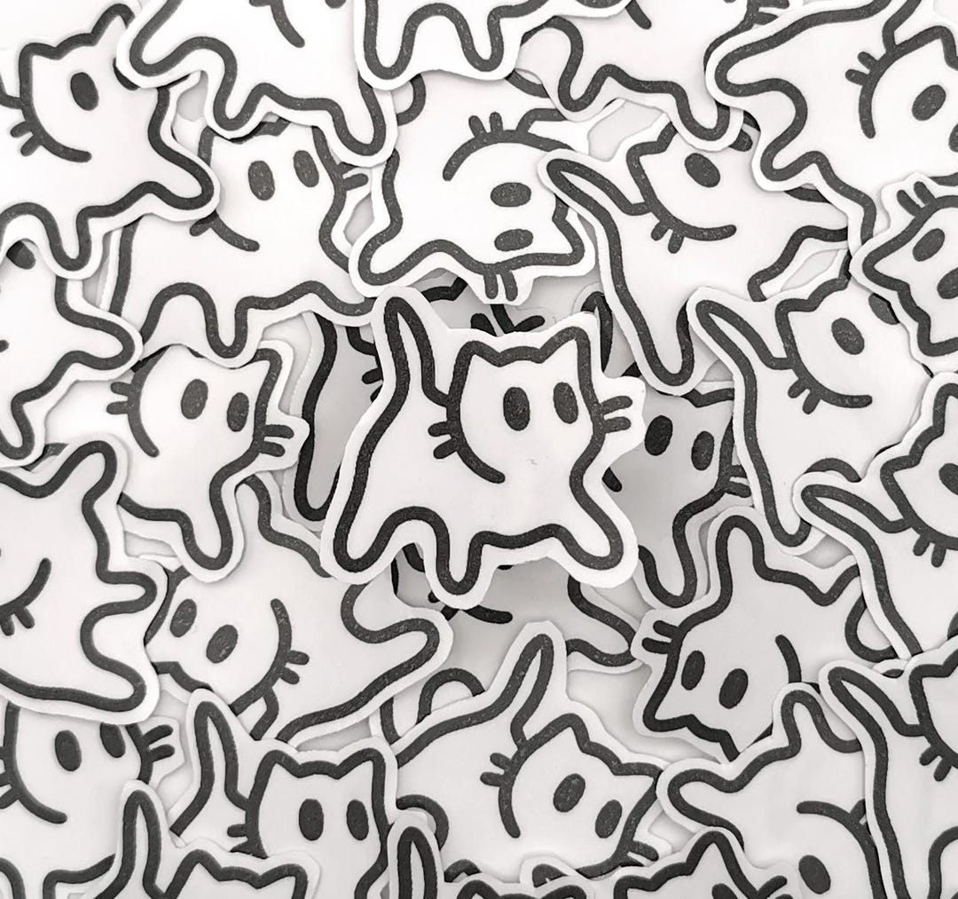 Scared Cat Illustration Sticker Shiny Waterproof - Etsy