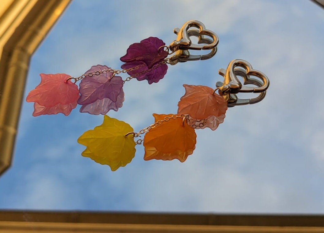 Fall/autumn Keychain With Leaves Different Colors - Etsy