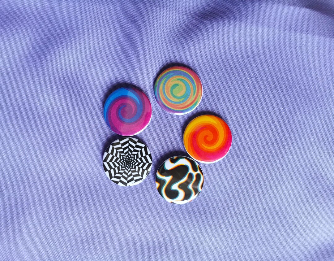 Illusions Buttons Silly Kawaii Illustration Colorful Patterns - Etsy