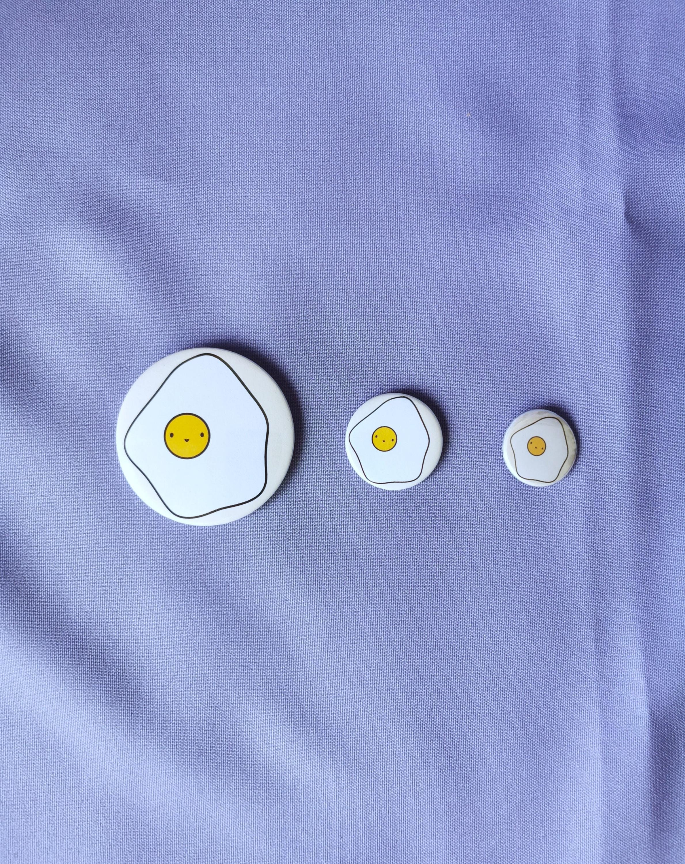 Fried Egg Buttons Silly Kawaii Illustration - Etsy