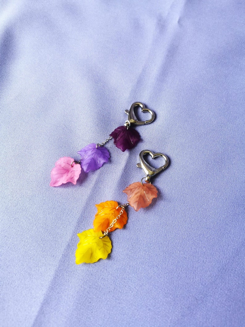 Fall/autumn Keychain With Leaves Different Colors - Etsy