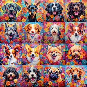 100+ Colorful Floral Dogs Png Bundle Colorful Dog Breeds Images Dog ...