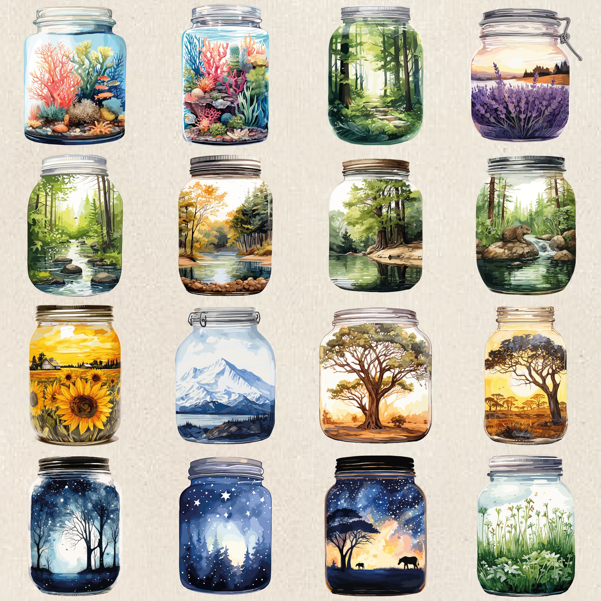 100 Magical Jars Clipart Bundle Scrapbooking Material Set Digital Junk ...