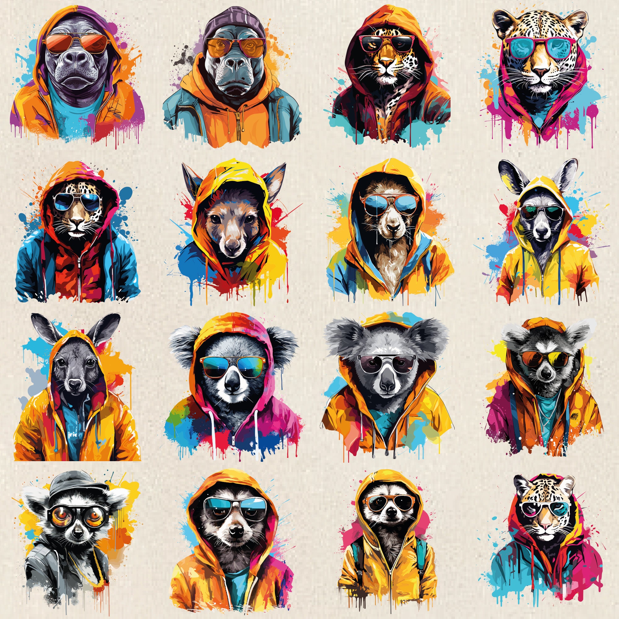 100+ Fancy Animals T-shirt Design Bundle, Cool Animals Png Bundle ...