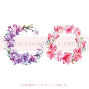 Watercolor Spring Flowers Wreath Clipart Bundle, Floral Wreath Png ...