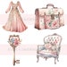 Watercolor Vintage Items Clipart Bundle, Watercolor Vintage Furniture ...