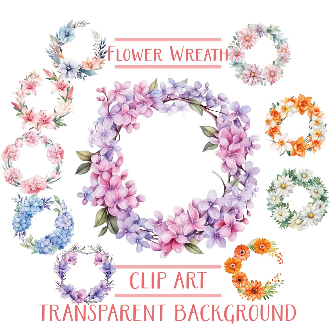 Watercolor Flower Wreath Clipart Bundle, Floral Wreath Png Bundle ...