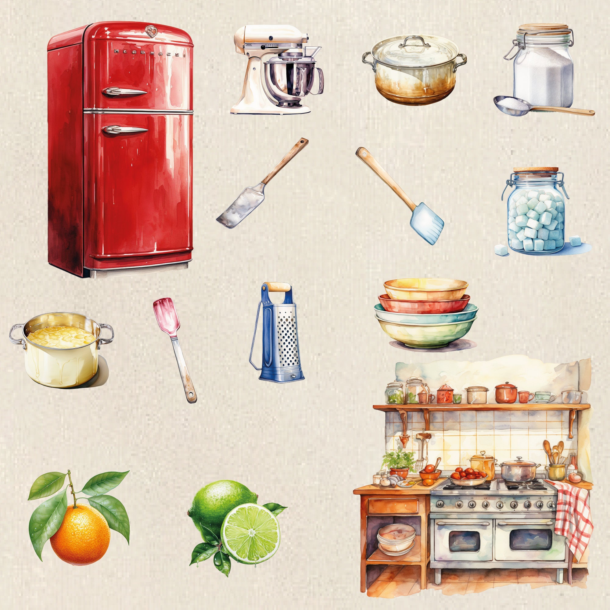 120 Baking Clipart Bundle, Watercolor Baking Clipart Bundle, Bakery ...