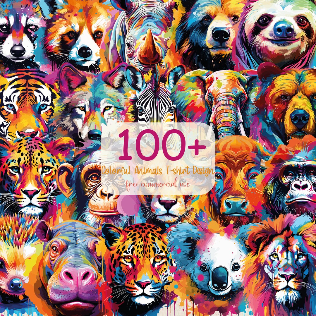 100+ Colorful Animals T-shirt Design Bundle, Animals Clipart Bundle ...