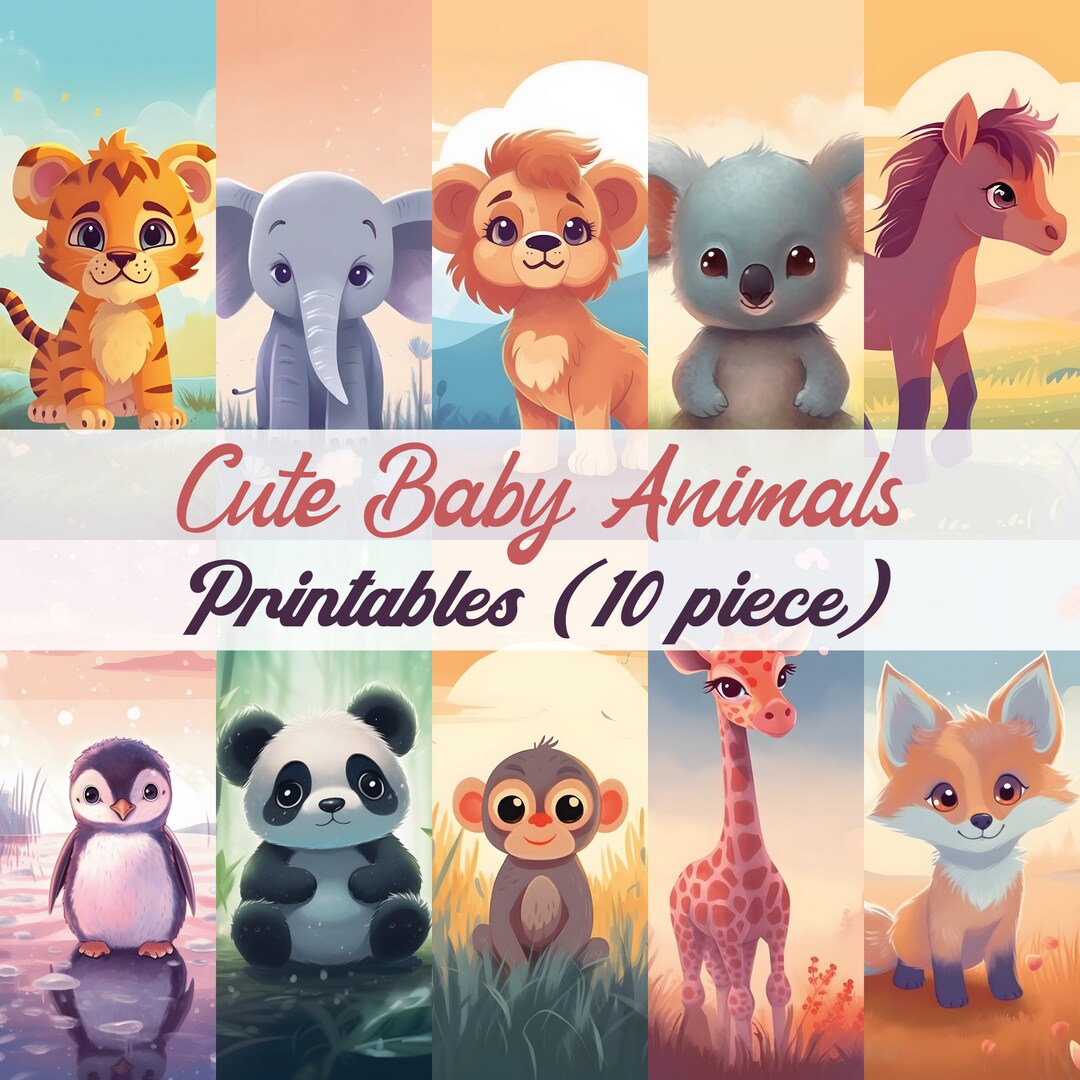 Buy Nursery Baby Animal Graphics, Nursery Baby Animal Wall Art, Cute ...