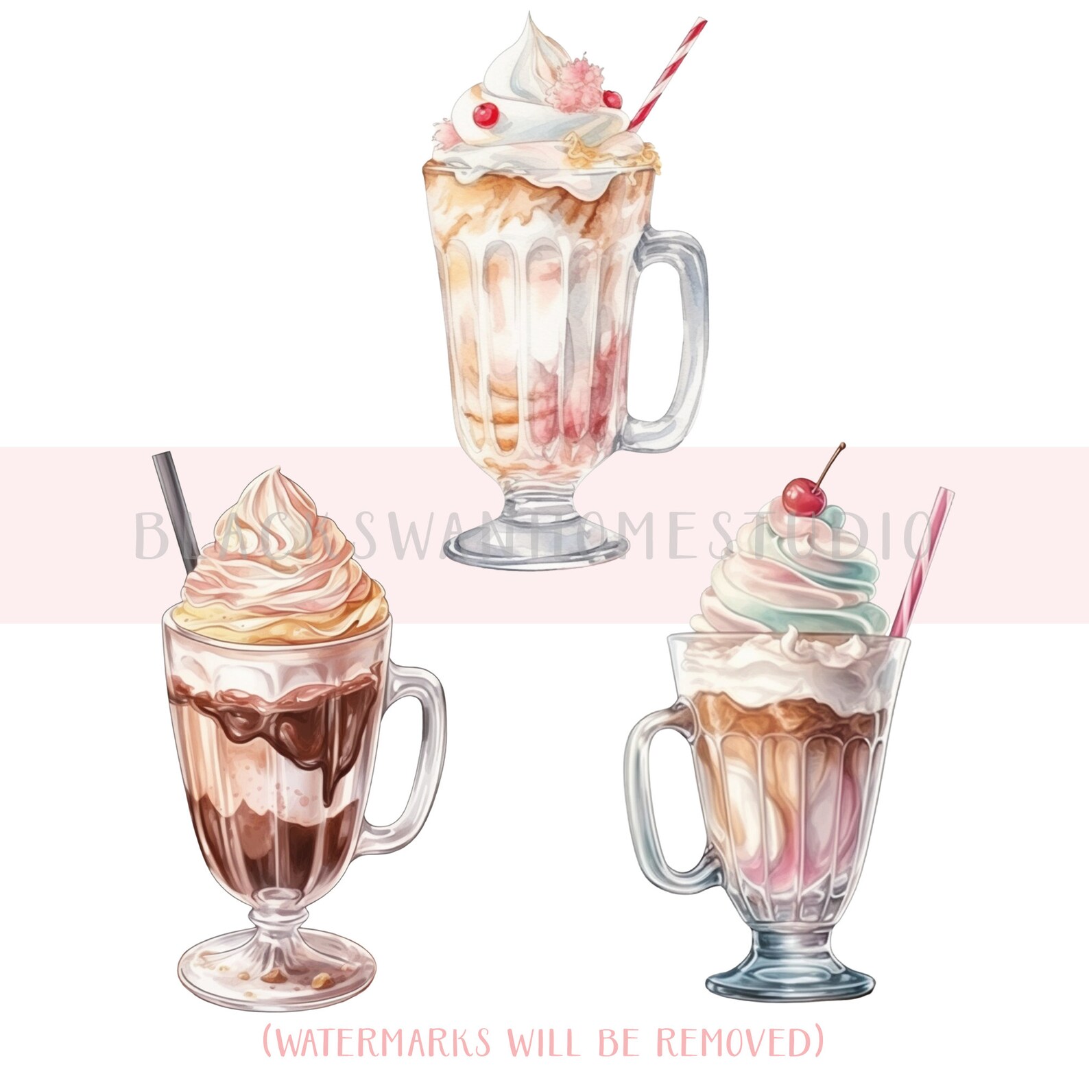 Watercolor Milkshake Clipart Bundle Milkshake Png Set - Etsy