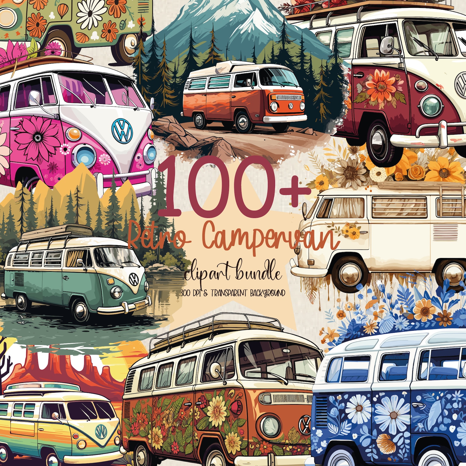 100 Retro Campervan Png Bundle Camper Van Clipart Bundle - Etsy UK