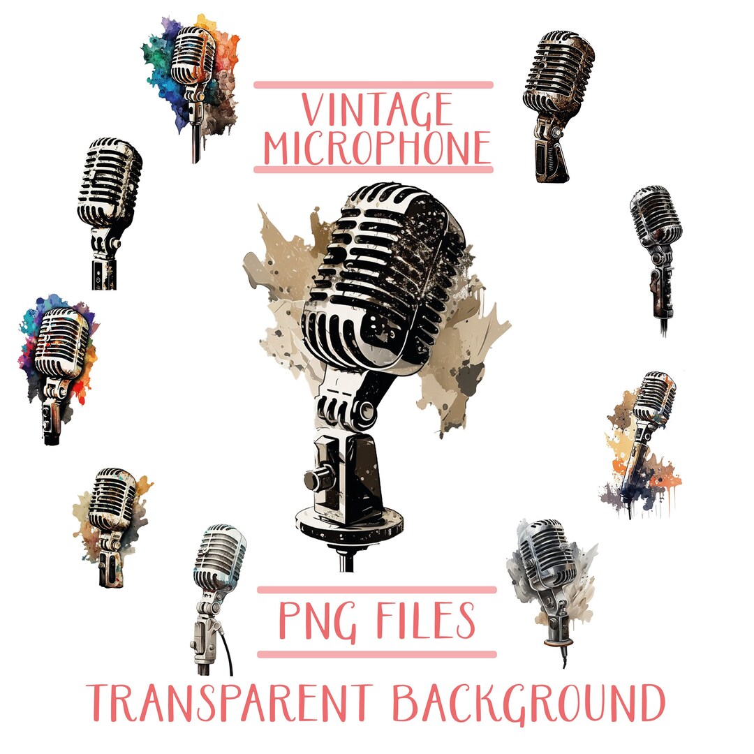 Vintage Condenser Microphone Png Bundle, Condenser Microphone Clipart ...