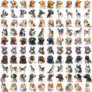 400 Dog Clipart Bundle, Dog Breeds Png Bundle, Watercolor Dog Breeds ...