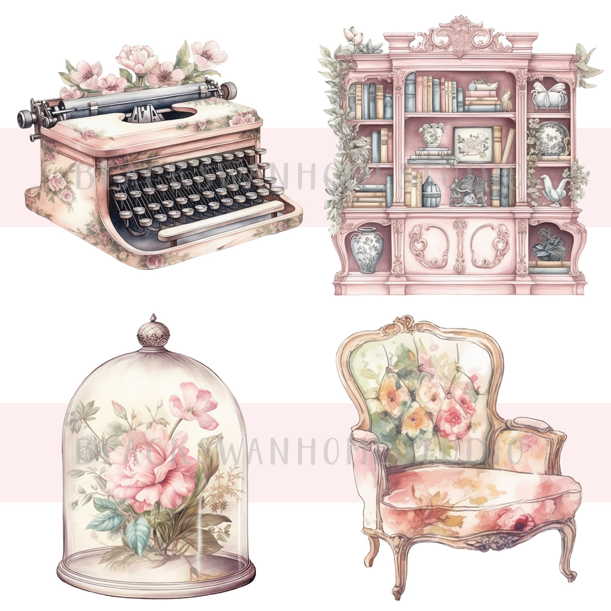 Watercolor Vintage Items Clipart Bundle Watercolor Vintage - Etsy