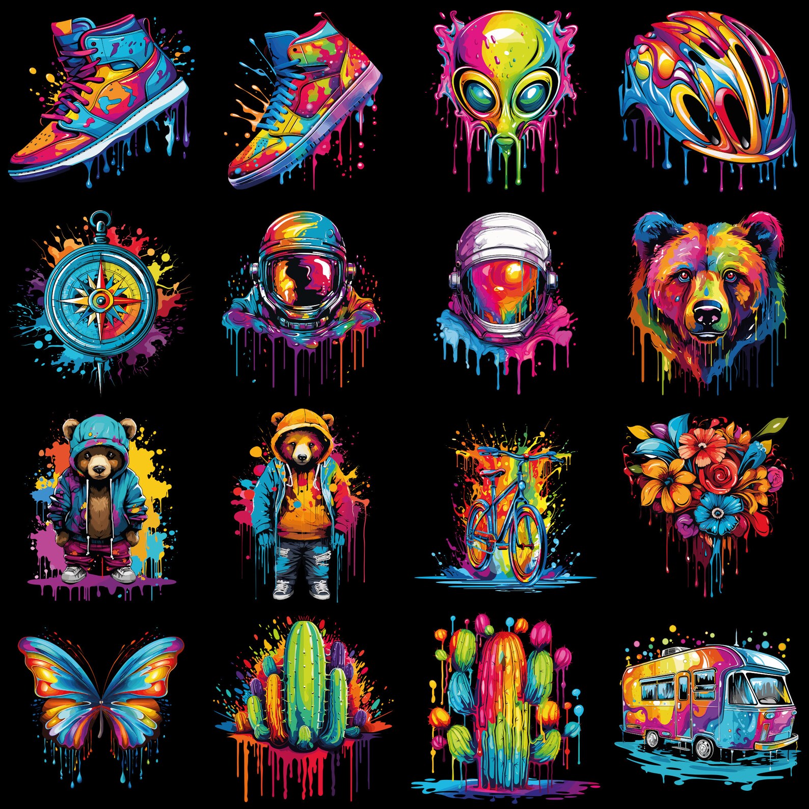 120+ Paint Drip T-shirt Design Bundle Color Drip Design Premium Tshirt ...