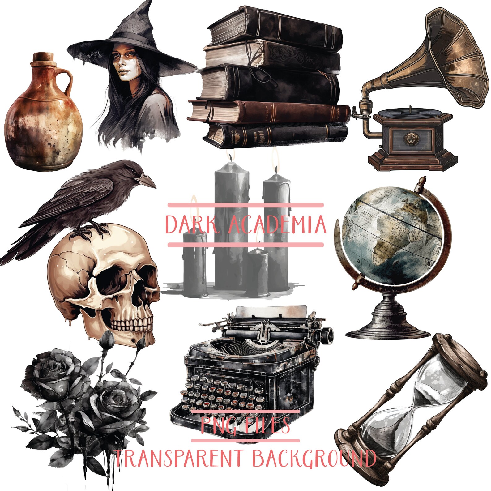 Dark Academia Clipart Bundle Gothic Png Bundle Dark Academia - Etsy