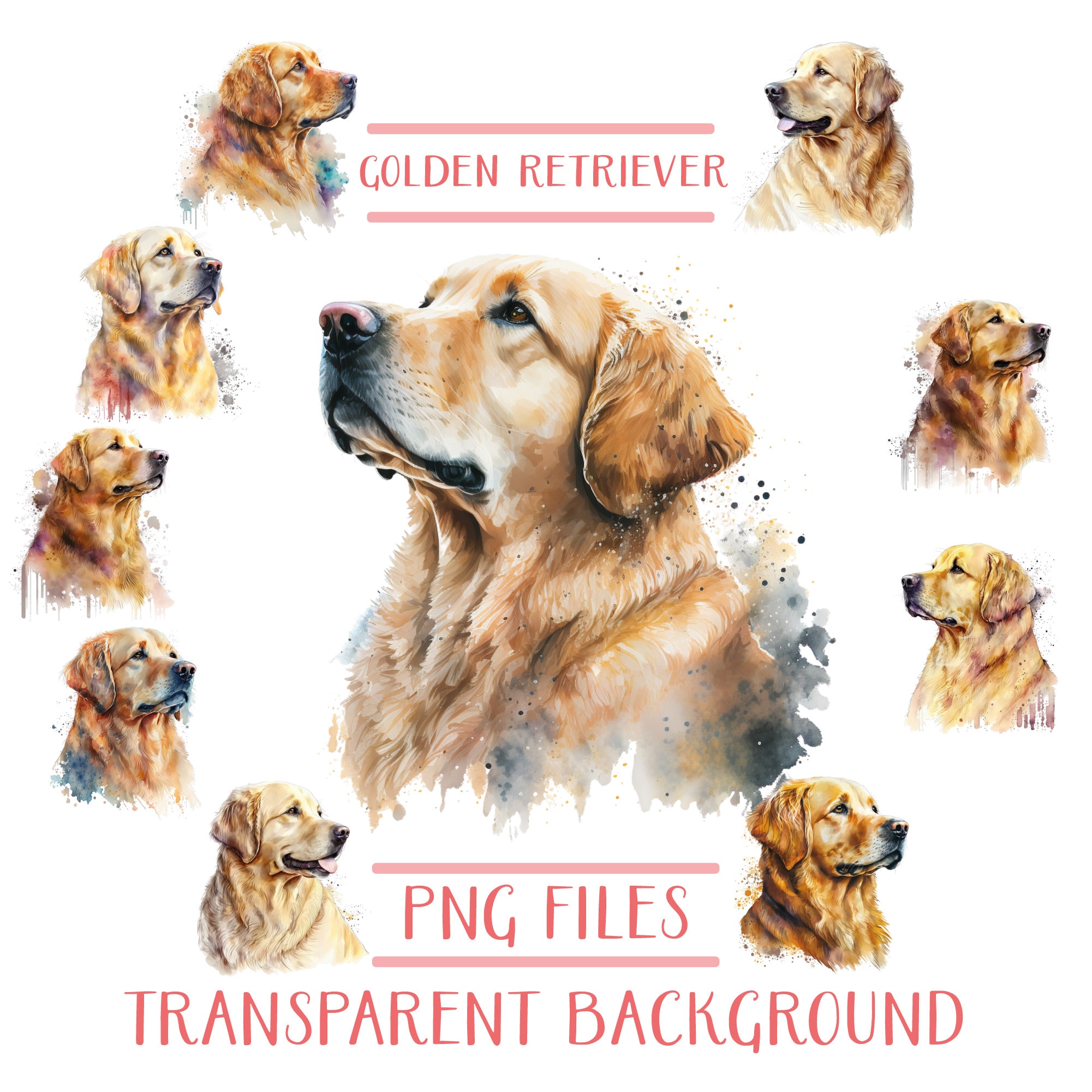 Golden Retriever Clipart Bundle Golden Retrievers Png Files - Etsy