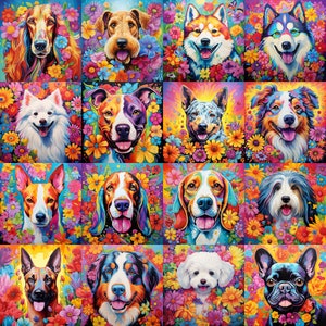 100+ Colorful Floral Dogs Png Bundle Colorful Dog Breeds Images Dog ...