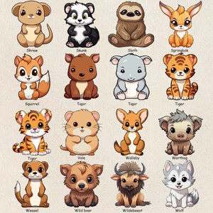100 Chibi Wild Animals Png Bundle Baby Animals Clipart Set Nursery ...