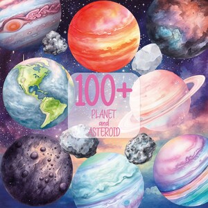 300+ Watercolor Space Clipart Bundle, Astronaut Clipart, Spaceship ...