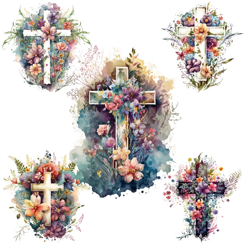 Holy Cross With Flowers Png Bundle Cross Png Digital - Etsy