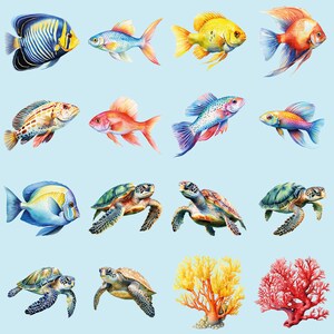 Watercolor Tropical Fish Clipart Bundle, Watercolor Underwater Clipart ...