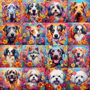 100 Colorful Floral Dogs Png Bundle Colorful Dog Breeds Images Dog ...