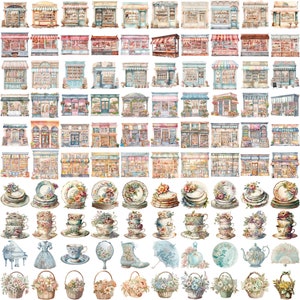 240 Item Vintage Watercolor Png Bundle, Vintage Watercolor Clipart ...