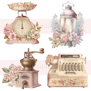 Pastel Painting Vintage Items Png Bundle, Vintage Tools Png, Vintage ...