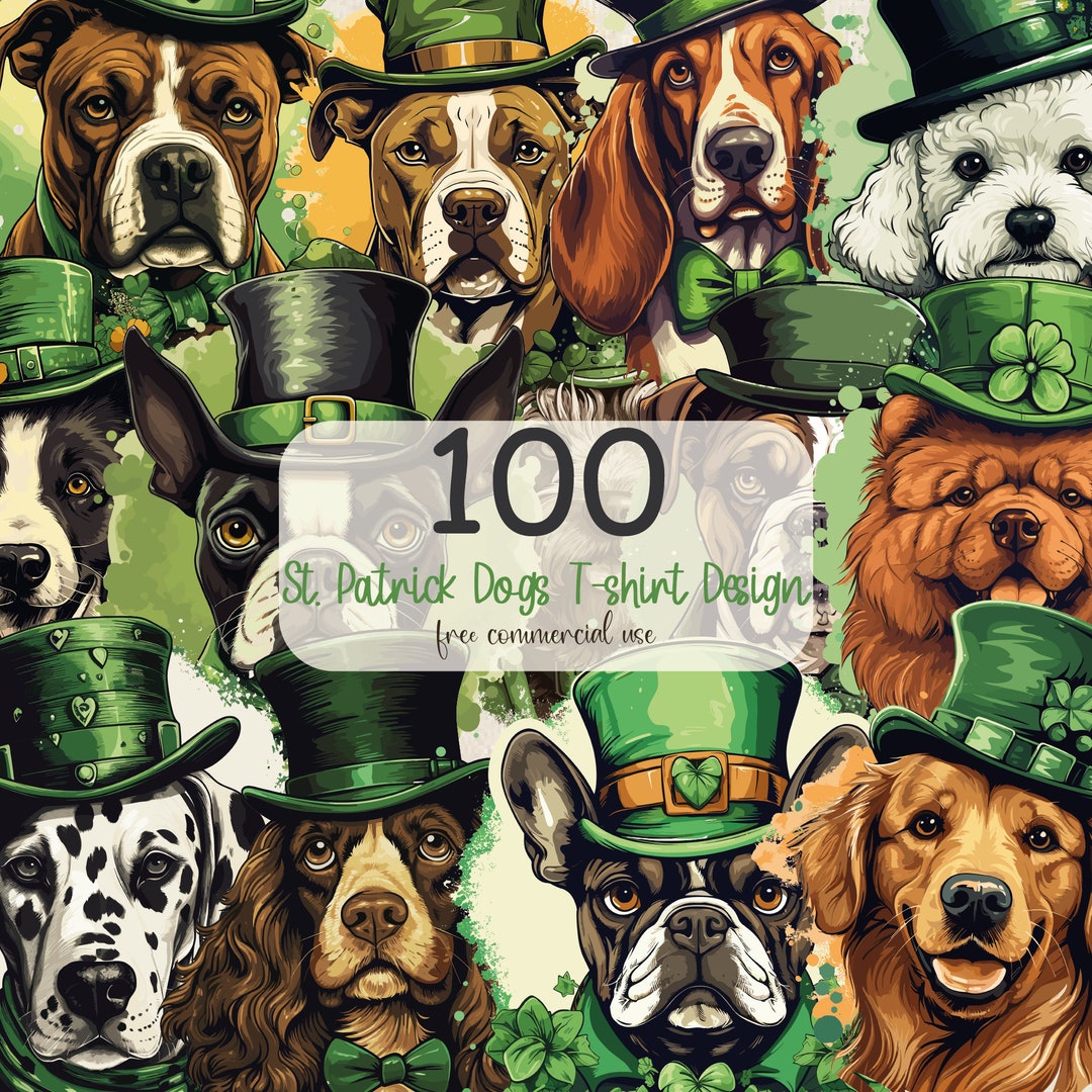 100 St Patrick's Dogs T-shirt Design Bundle, St Patricks Pngs for Sublimation, Saint Patrick ...