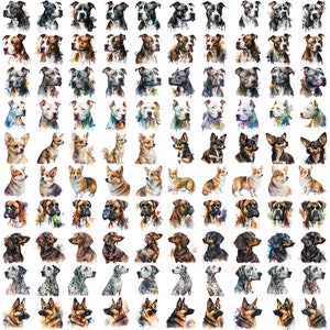400 Dog Clipart Bundle, Dog Breeds Png Bundle, Watercolor Dog Breeds ...