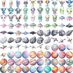 300+ Watercolor Space Clipart Bundle, Astronaut Clipart, Spaceship ...