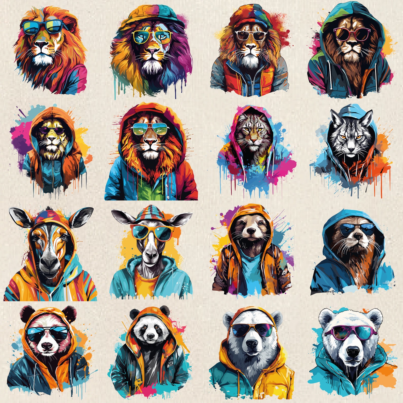 100+ Fancy Animals T-shirt Design Bundle, Cool Animals Png Bundle ...
