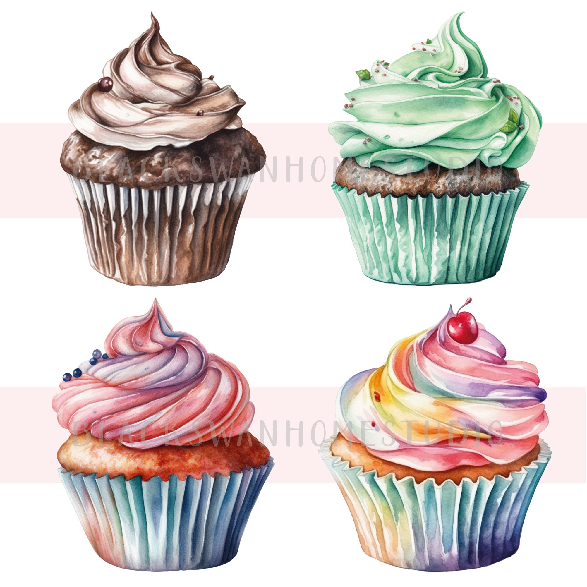 Cupcakes Clipart Bundle Pastel Cupcake Png Bundle Dessert - Etsy