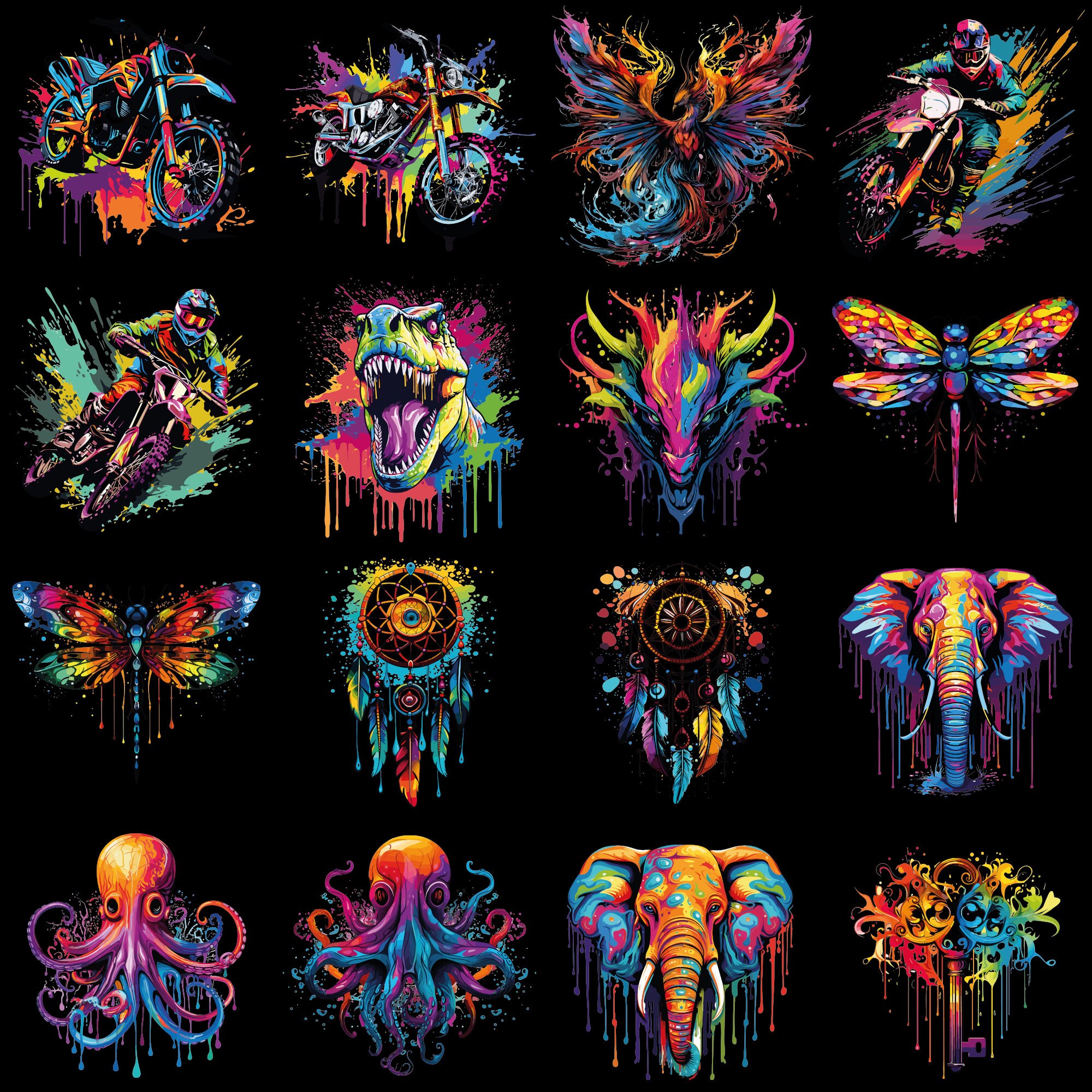 130+ Color Drip T-shirt Design Bundle, Color Drip Premium Tshirt ...