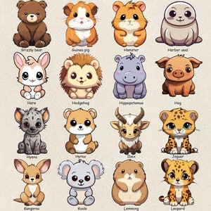 100 Chibi Wild Animals Png Bundle Baby Animals Clipart Set Nursery ...