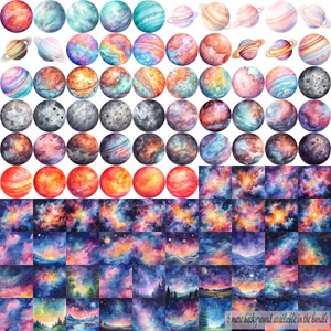 300+ Watercolor Space Clipart Bundle, Astronaut Clipart, Spaceship ...